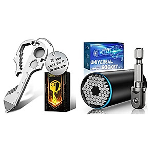 Stocking Stuffers for Men Keychain Multitool - Key Shaped Pocket EDC Tool Christmas Gifts for Men Women Dad Adult Husband Super Universal Socket Tool Gifts for Men, Christmas Stocking Stuffers for Hus