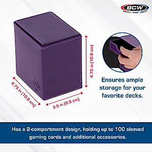 BCW Deck Vault LX 100 - Purple | Card Deck Case with 100 Sleeved Gaming Cards Capacity | For Magic: The Gathering, Pokemon, Commander Decks