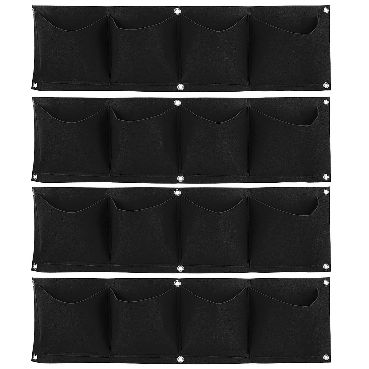 Atyhao Vertical Hanging Outdoor Wall Planter 4Pcs 4 Pocket Plant Grow Bag Wall Mounted Reusable Degradable Felt Garden Planter Herbs, Succulents Artificial Pl or Flowers. (Black)