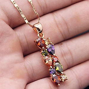 Vanessa Rose Gold Multi Gemstone Jewelry Sets for Women,Sparkling Garnet Amethyst Morganite Peridot Topaz (Pendant)