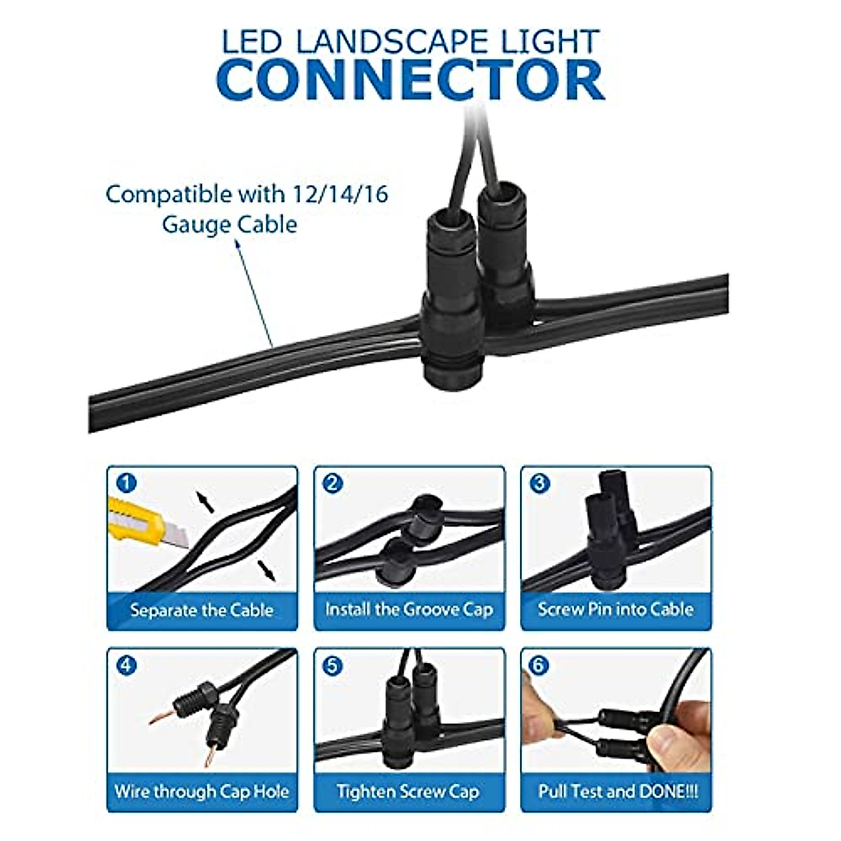 OTAHOMEE Low Voltage Landscape Lights 12V LED Landscape Lighting with Connectors,IP65 Waterproof Spotlights Outdoor Garden Yard Lawn Driveway Pathway Walls Trees Flag Lights,Warm White 3000K,4 Pack