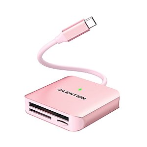 LENTION USB C to CF/SD/Micro SD Multi Card Reader, SD 3.0 Card Adapter Compatible 2023-2016 MacBook Pro 13/15/16/M1, New Mac Air/iPad Pro/Surface, Chromebook, S20/S10/Note, More (CB-C8s (Pink)