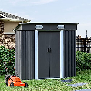 6' x 4' Outdoor Storage Shed, Outdoor Metal Storage Sheds with Sliding Door for Bike, Garden Shed Small Tool Outside Storage Cabinet for Backyard, Patio, Lawn, Flat