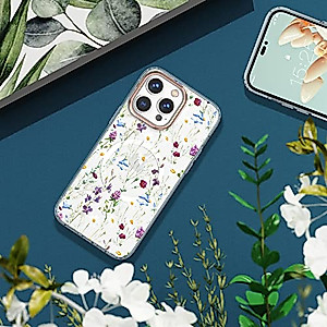 MILPROX Magsafe iPhone 14 Pro Max Flower Case (2022), Magnetic Cute Design for Girls Women, Shockproof Floral Pattern Hard Back - MS Garden