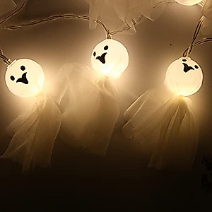 KIMOBER 20 LEDs Halloween Ghost String Lights,Battery Powered Lighting Decoration for Halloween Outdoor Indoor Party