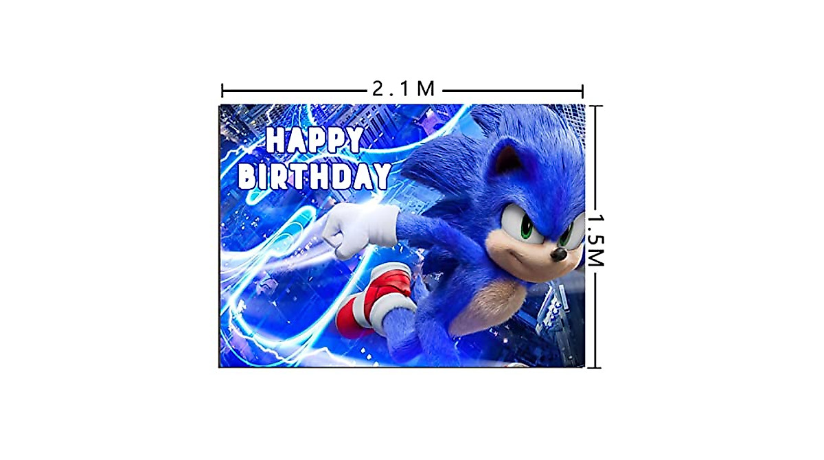 Vibrant Sonic Hedgehog Birthday Backdrop 7x5ft for Kids Parties