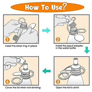 Mbotnee Baby Water Bottle Cap Silicone Bottles Top Spout Adapter Replacement for Toddlers Kids Adults, No Spill & BPA Free Protects Mouth (4 Pack)