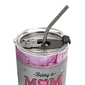 64HYDRO 20oz Jewelry Elephant Mom, Being a Mom isn't a big thing it is a million little things, Grandma, Mother Gifts, Stainless Steel Double Wall Vacuum Insulated Coffee Mug, Travel Cup with Lid