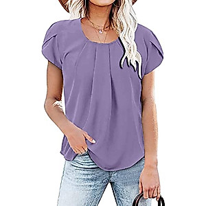 White Shirt for Women Casual,Women Summer V Neck Short Sleeve Shirt Casual Tunic Tops Blouse Short Sleeve Women Casual