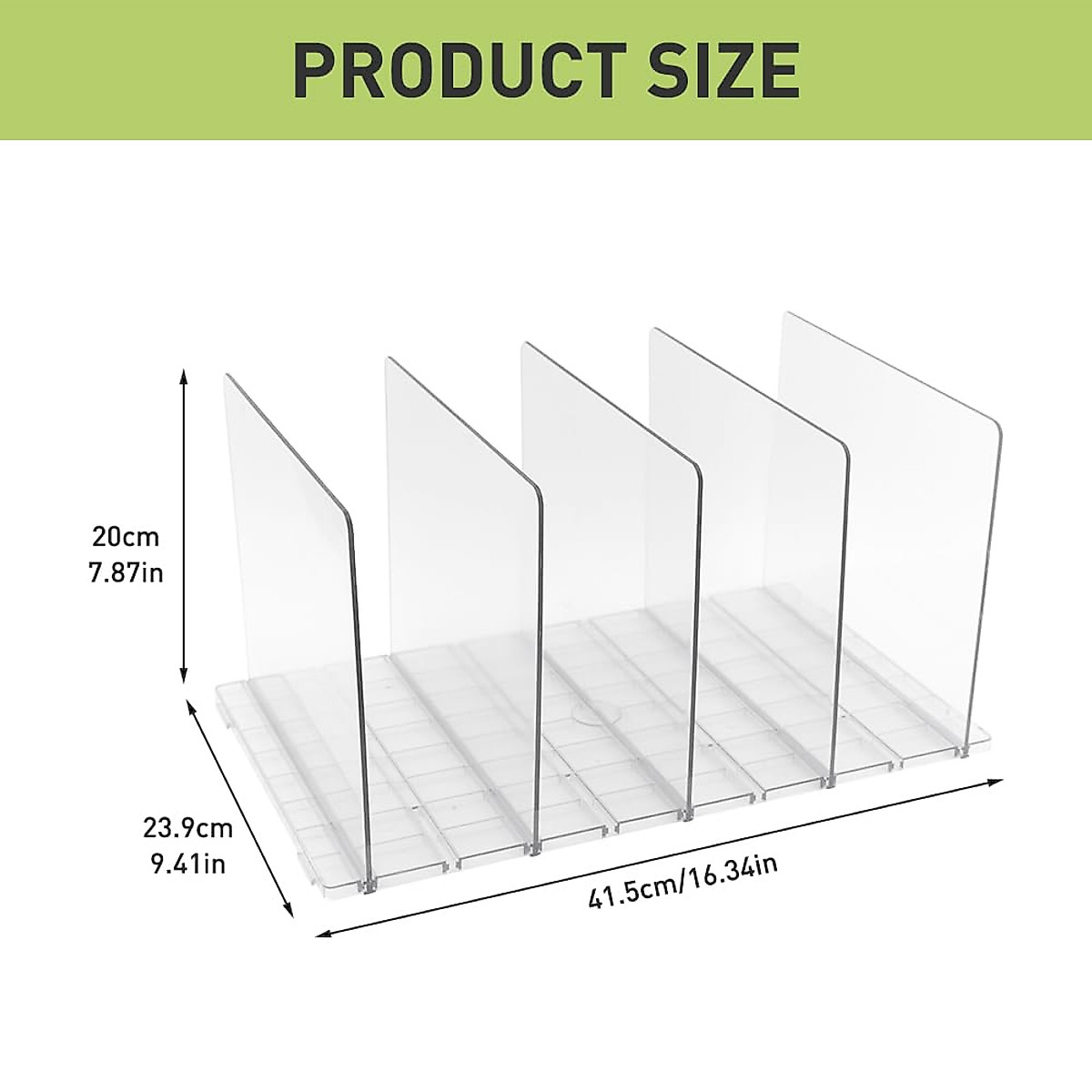 Jaeskeclip 5pcs Purse Organizer for Closet, Acrylic Shelf Dividers Closet Organization, Adjustable Clear Handbag Separator Storage Organizer Stable, for Bookshelves, Clothes, Kitchenware(Transparent)