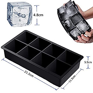 Alinana Ice Cube Tray with Lid, BPA Free Food Grade Ice Cube Molds for Whiskey, Large Silicone Ice Cube Tray for Cocktails