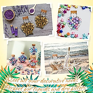 Yinkin 30 Pcs 5.5 oz Heart Shape Plastic Jar with Cork Lids Small Heart Clear Plastic Wish Bottles for Valentine's Day Anniversary Birthday Wedding DIY Decoration