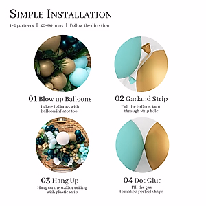 Pateeha Green Balloon Garland Arch Kit 10-12Ft Gold White Emerald Green Balloon Arch Mint Green Double Stuffed Dark Teal Balloons for Tropical Baby Shower Birthday Party Decorations