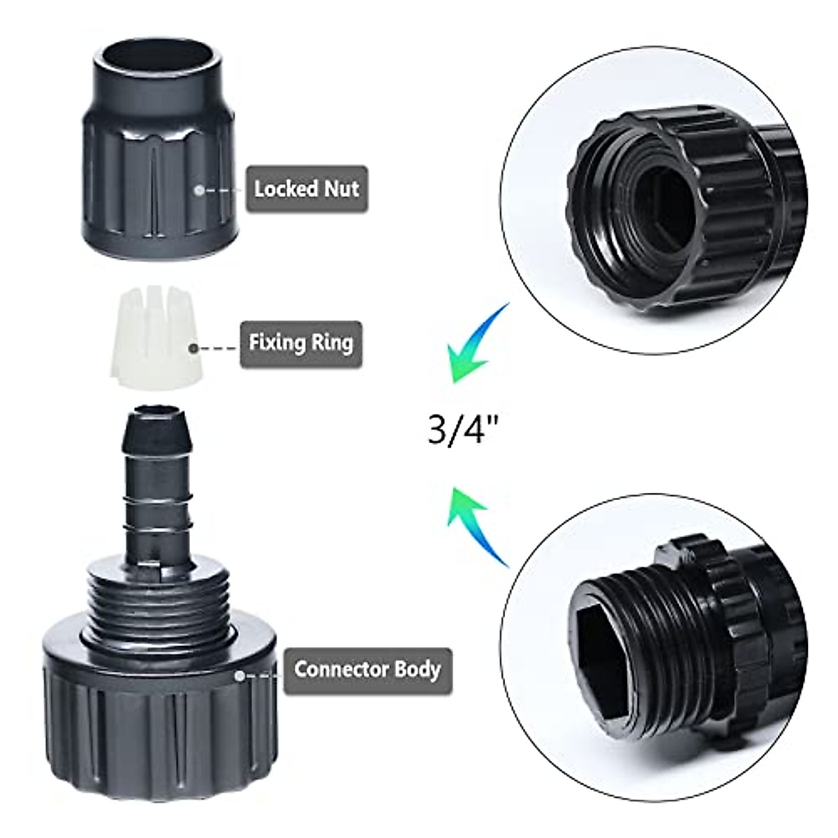 ECOESPTI Expandable Garden Hose Repair Kit, Plastic Garden Hose Connector, Male and Female Hose End Repair Fittings, 4 Pcs
