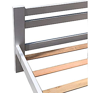 Amazonas Twin Size Bed Frame Solid Pine Wood and Hardwood Slats Support White Finish Wooden White Kids Bed Single Suitable for Boys Girls Bedroom Wooden Bed Frame