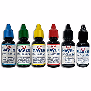 Maven UV Glass MV - Medium Viscosity 60cps UV Curable Resin for Windshield repars - 1 Liter Bottle, UOM is 1ml 30ml (1 oz)