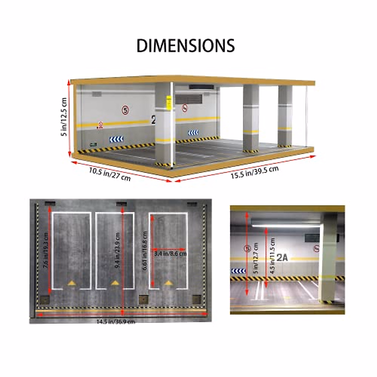 Display Case for Cars with Acylic Cover and LED Lighting for 1/24 Scale Diecast Car, Lego Cars Speed Champions 76908 76907 76901 76910 76909 76895, Model Cars, 3 Parking Space (Route 66)
