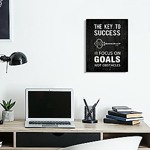 Inspirational Framed Office Canvas Wall Art Motivational Quote The Key to Success Is to Focus on Goals Not Obstacles Artwork Wall Pictures HD Print for Living Room Bedroom Easy to Hang 12 x 15 inch