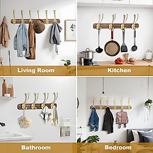 BRCRXW Wall Hooks for Hanging, 10-Pack Heavy Duty Metal Coat Hooks, for Living Room, Bathroom, Kitchen, Bedroom for Towel, Hat, Key, Closet, Bag (Gold)