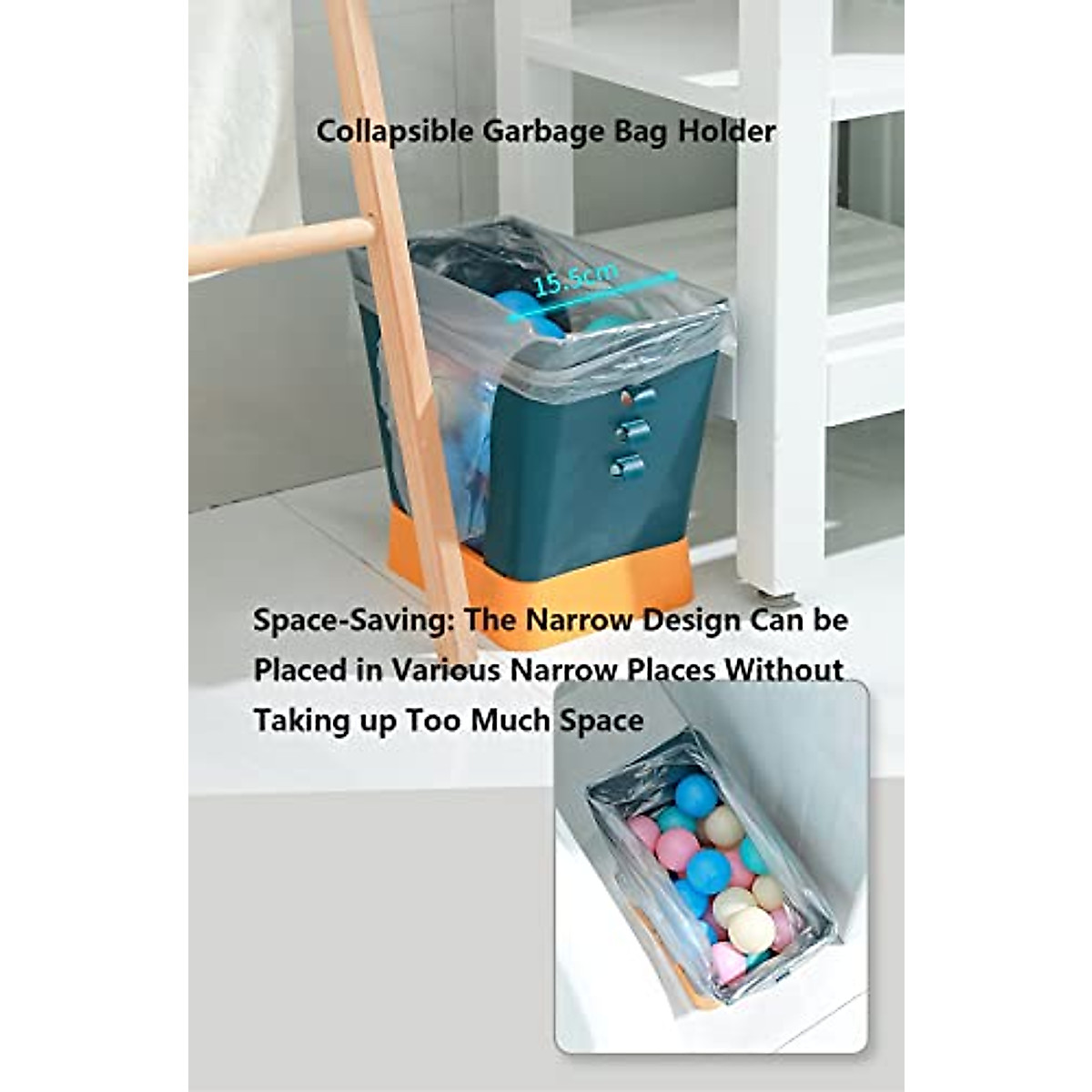 ZHEDALANG 9-Gear Adjustable Size Trash Can, Portable Expandable Trash Bag Holder, Portable Trash Bin for Kitchen, Collapsible Garbage Bag Holder Camping, Suitable for Different Sizes of Garbage Bags