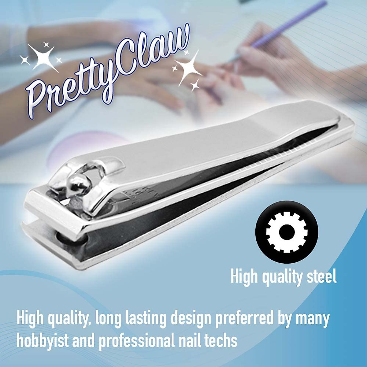 PrettyClaw | Nail Clippers Sharp Edge Fingernail and Toenail Clipper Cutter Thick Nail Trimmer Stainless Steel for Manicure and Pedicure (Straight Edge)
