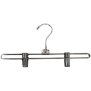 NAHANCO SKT12HU, 12" Metal Skirt/Pant Hanger with Loop Back Swivel Hook and Adjustable Clips, High Polished Chrome (Pack of 25)