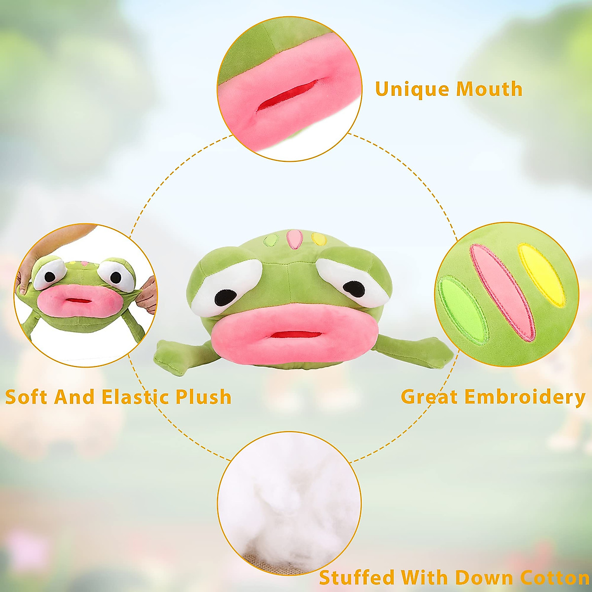 CAZOYEE Soft Frog Plush Stuffed Animal, Funny Frog Snuggly Hugging Pillow, Frog Cute Plushie Toy Gift for Kids, Cuddly Frog Plushies Decoration,10"