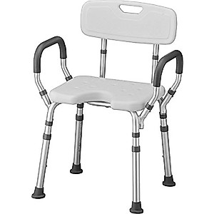 NOVA Medical Products Shower & Bath Chair with Back & Arms & Hygienic Design, White, 1 Count