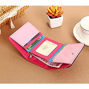MinMinBox Paris Effiel Tower Cartoon PU Leather Small Wallet Cash Coin Purse Card Holder for Women & Girls (Watermelon Red)