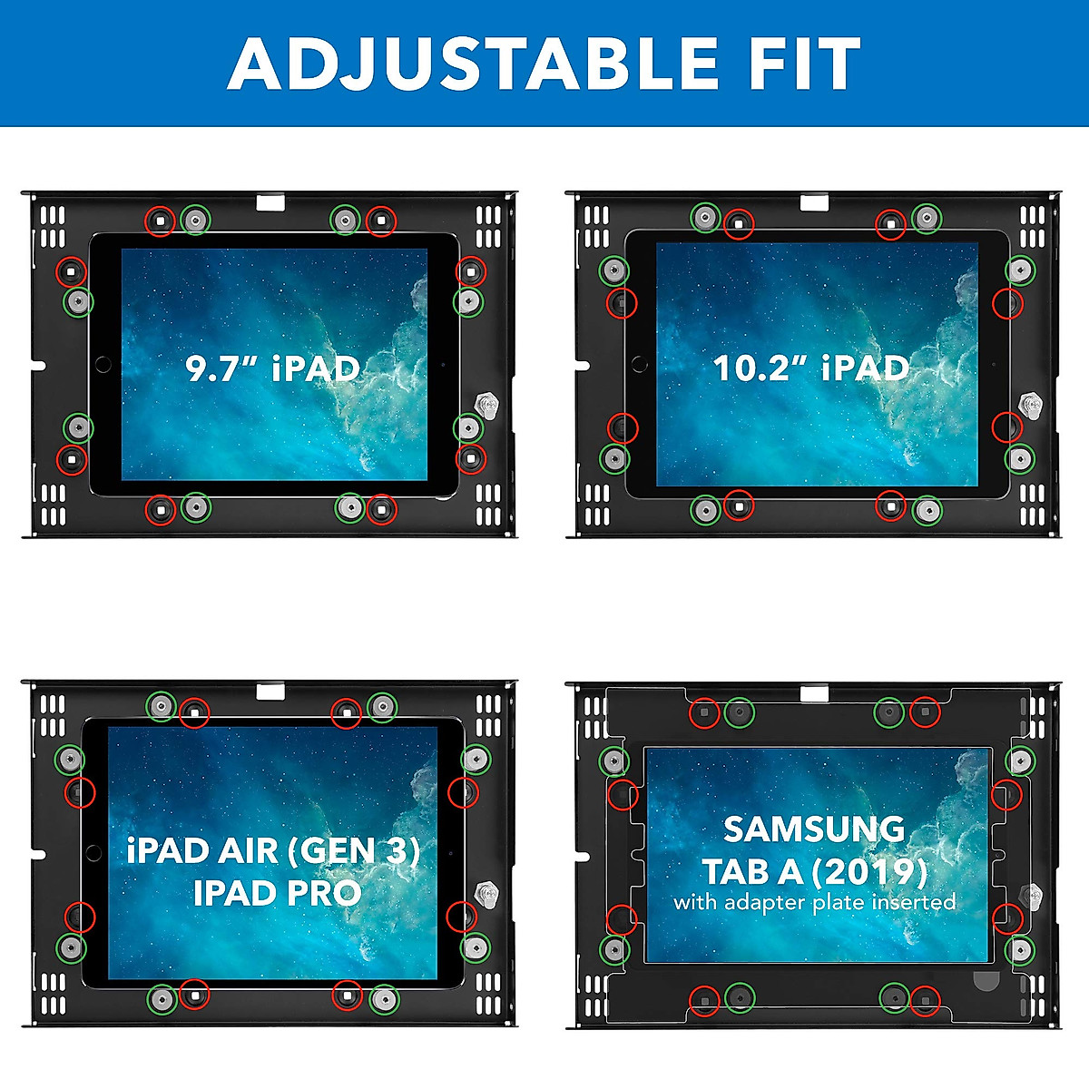 Mount-It! Anti-Theft Tablet Kiosk | Locking Tablet Enclosure with Counter Top and Wall Mount Base | Compatible with iPad 9.7, 10.2, 10.5 & Galaxy Tab A 10.1(2019) | MI-3775W