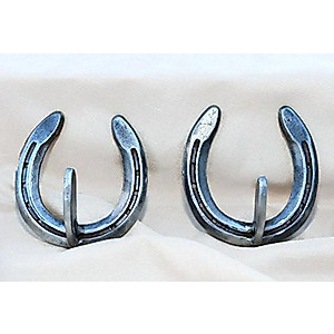 Rustic Horseshoe Towel Hooks for Bathrooms, Key Holder for Wall, Coat Rack Wall Mount - Full Hook Horseshoe Hanger - 2 Hooks - 16 Nails - The Heritage Forge