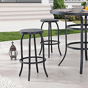 PatioFestival Patio Bar Stools Set of 4 Outdoor Counter Height Round Seat Bar Stool 29" Modern Backless Bar Chairs