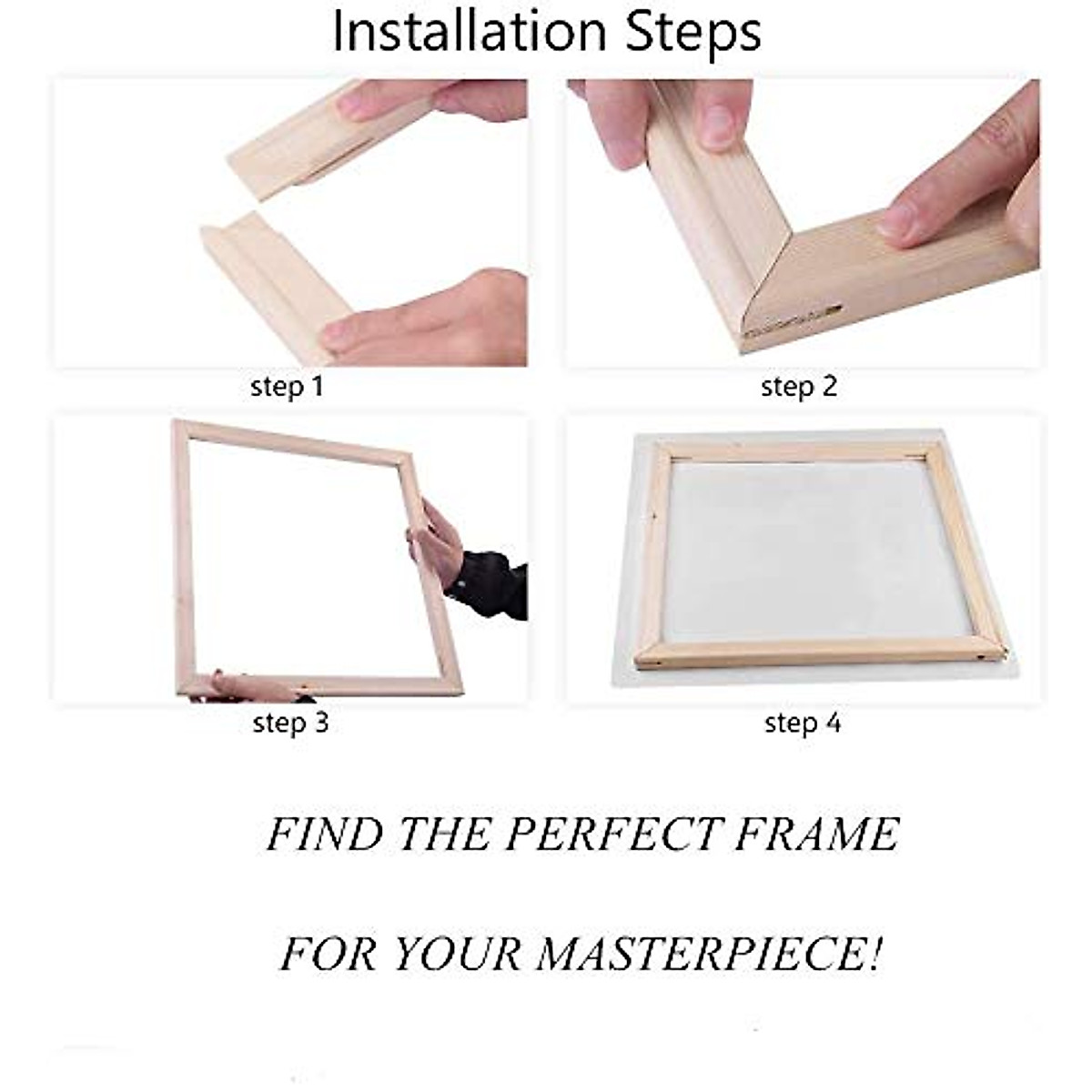 Aksuo 16x20 inch Wooden Frame Canvas Stretcher Bars with Thumb Tacks for Oil Painting and Paint by Numbers (4 Strips) (40x50cm)