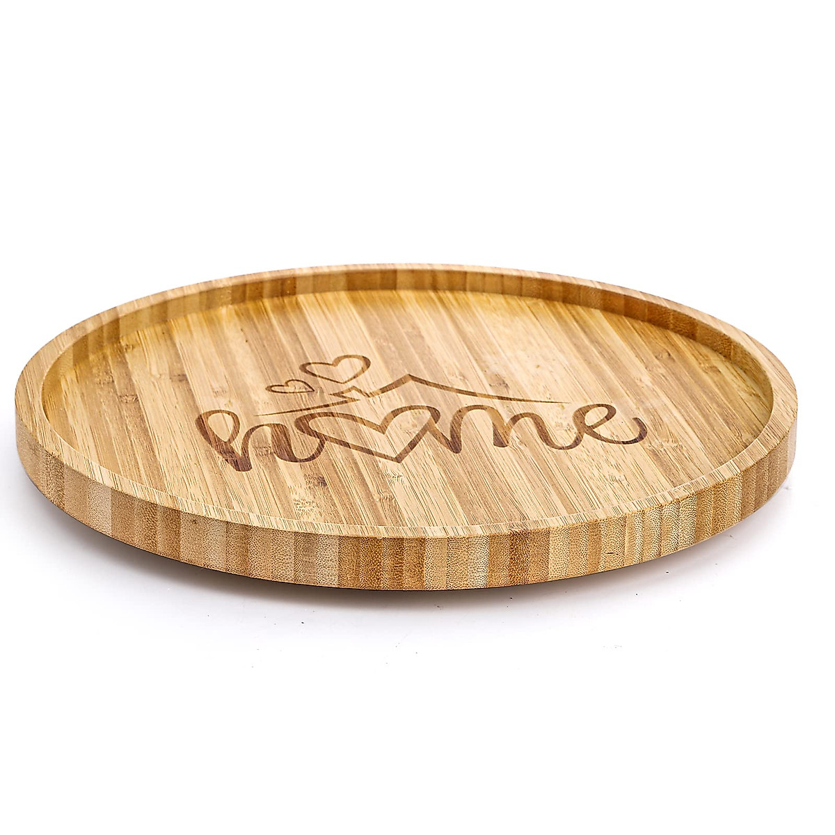 Kingrol 12 Inch Bamboo Lazy Susan, Non-Slip Kitchen Turntable, Rotating Spice Rack Organizer for Pantry, Cabinet, Refrigerator, Countertop