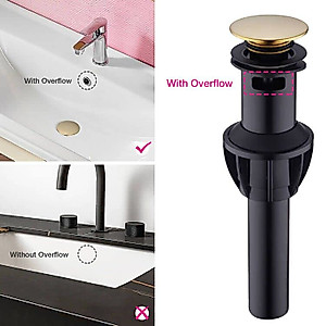 Brushed Gold 2 Pack Pop up Drain Stopper with Overflow, Push Button Sink Drain for Bathroom Sink Vessel Sink Vanity Sink, Pop up Sink Drain Bathroom Sink Drain, Push Sink Stopper