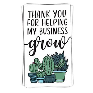 50 Cactus Thank You for Helping My Business Grow - Customer Thank You for Your Order Cards - Small Business Online Shop Package Insert
