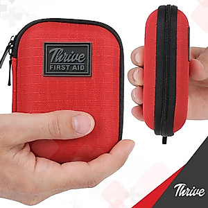 Thrive Travel Essentials Mini First Aid Kit - 66 FSA HSA Approved Products Includes Multi-Sized Bandage, Wipes, Safety Pins, and More (Shell)