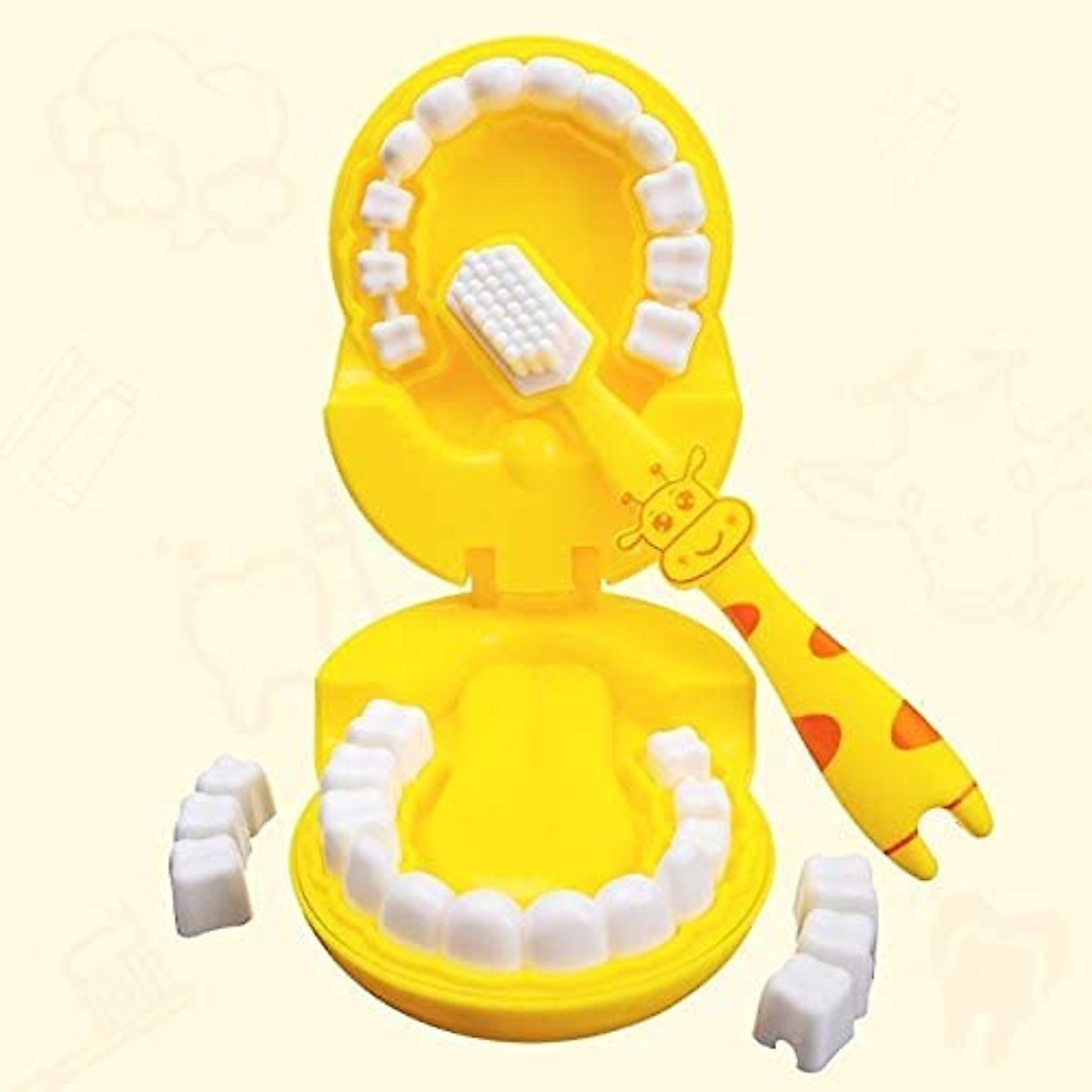 Early Education Brushing Toys, Children Role Play Toys Cute Giraffe Early Education Cartoon Tooth Brushing Toys Model Teaching Children Brushing Model for Kindergarten Kids Children