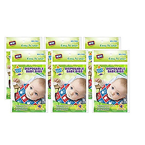 Mighty Clean Baby Disposable Baby Bibs 24 Count (4 Bibs per Package)