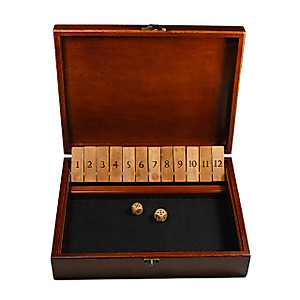 WE Games Custom Engraved Wooden Shut The Box Game with Lid