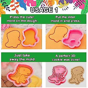 Leesgel Dinosaur Cookie Cutters for Kids Party Decorations, Dinosaur Birthday Party Supplies Favors Decor, Plastic Dino Cookie Cutter Mold for Biscuit Fondant Cake Baking