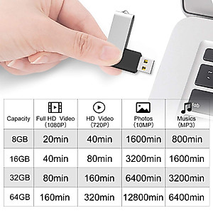 64GB Flash Drives 5 Pack, Alihelan USB Flash Drive USB 2.0 Thumb Drive Swivel Memory Stick U Disk Jump Drive Zip Drive for Data Storage(5 Mixed Colors: Black Red Purple Yellow White, 64G)