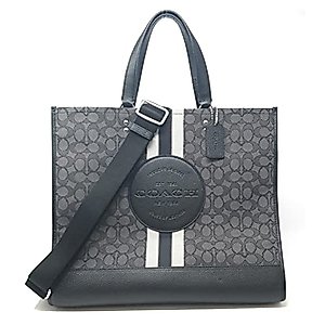 COACH Women's Dempsey Tote 40 In Signature Jacquard With Patch (Black Smoke - Black Multi)