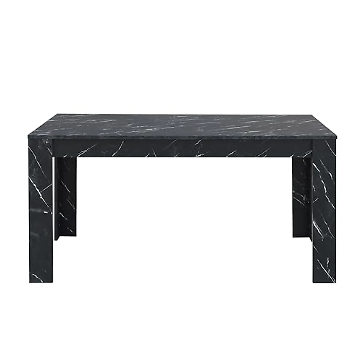 GIA Home Series 5pcs Modern Dining Set Include Rectangle 59"x35"x29.56" Faux Black Marble Wooland Table and Four Dining Chairs with Upholstered Linen Seat,Gray