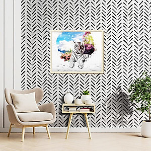 Black and White Stripe Wallpaper 17.71In X 236In Geometric Peel and Stick Wallpaper Modern Stripe Contact Paper Self Adhesive Removable Waterproof Wall Paper for Old Furniture Renovation