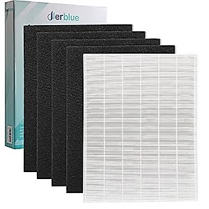 DerBlue 1 True HEPA Filter & 4 Carbon Replacement Filters A 115115 Size 21 for Winix PlasmaWave 5300 6300 5300-2 6300-2 P300 C535