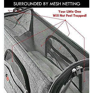 Ess and Craft Pet Carrier Airline Approved | Side Loading Travel Bag with Sturdy Bottom & Fleece Cushion | Ventilated Pouch with Top Handle, Shoulder Strap & Zipper Locks | for Dogs, Cats & Others