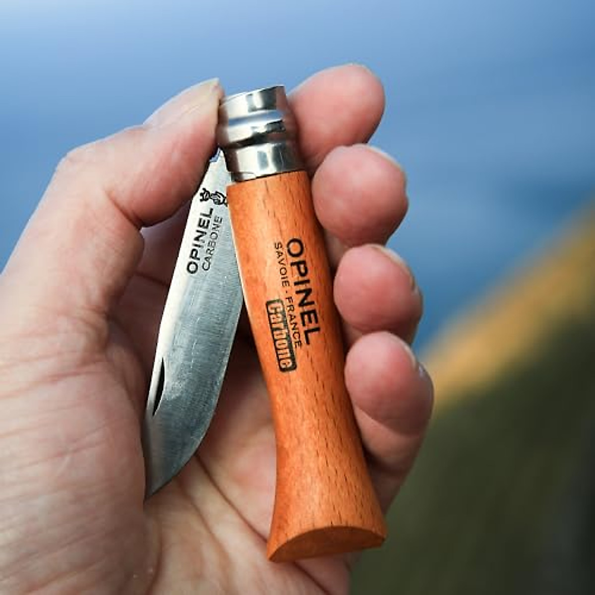 Opinel No.08 Carbon Steel Folding Pocket Knife with Beechwood Handle, Brown (2540089)