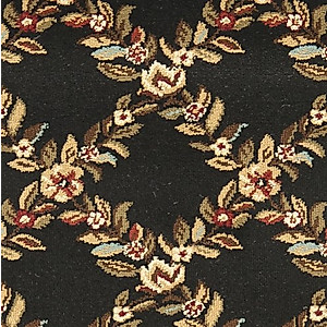 SAFAVIEH Lyndhurst Collection Runner Rug - 2'3" x 8', Black & Brown, Traditional Floral Trellis Design, Non-Shedding & Easy Care, Ideal for High Traffic Areas in Living Room, Bedroom (LNH557-9025)