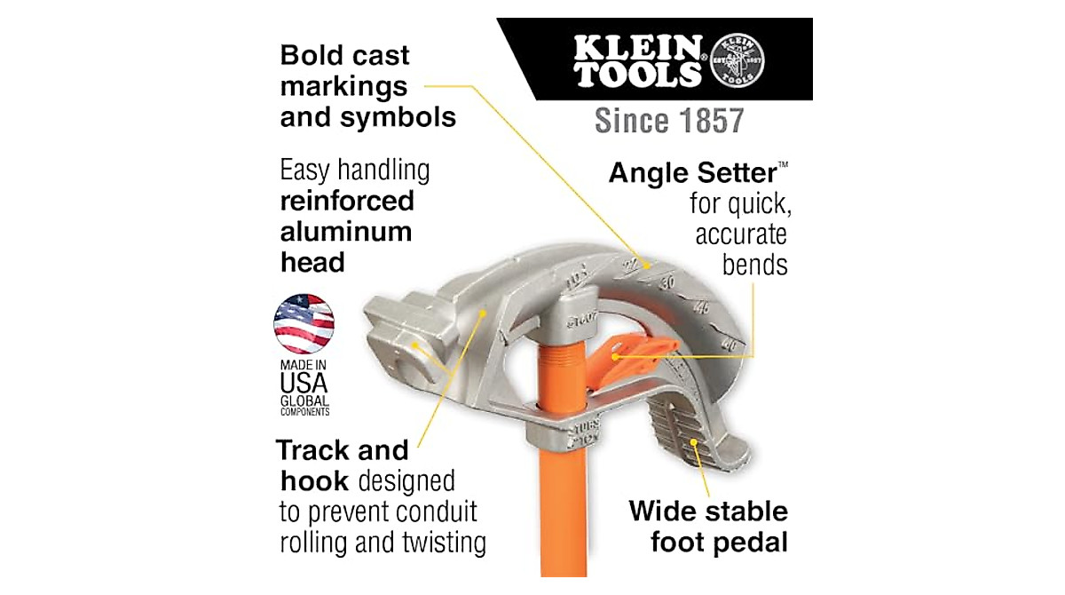 Klein Tools Aluminum Conduit Bender 3/4-Inch with Angle Setter